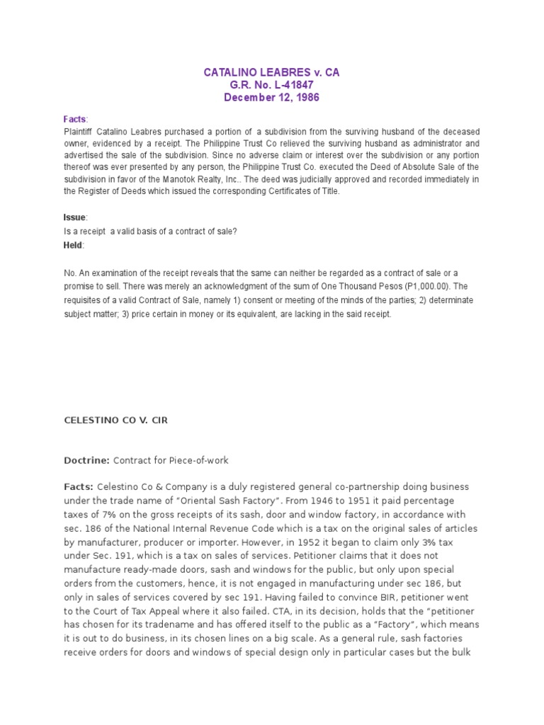 Sample Digest | Download Free PDF | Taxes | Government Information