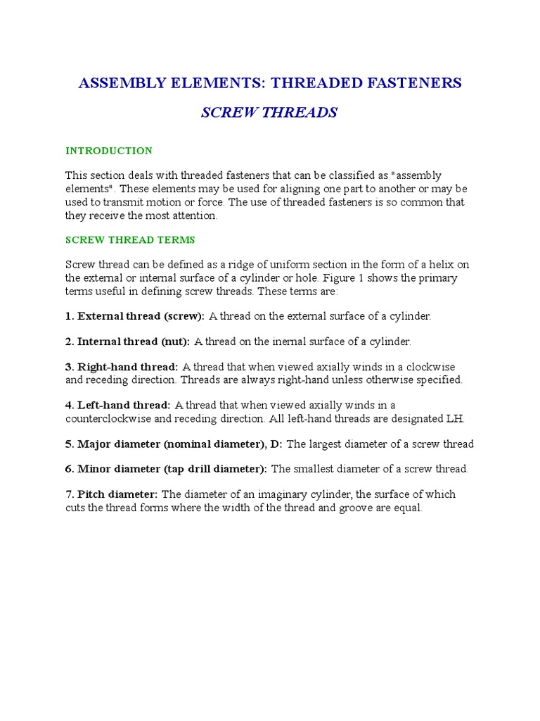 Understanding Thread Fundamentals: Terminology, Specifications, Symbols and Tapped Hole ...