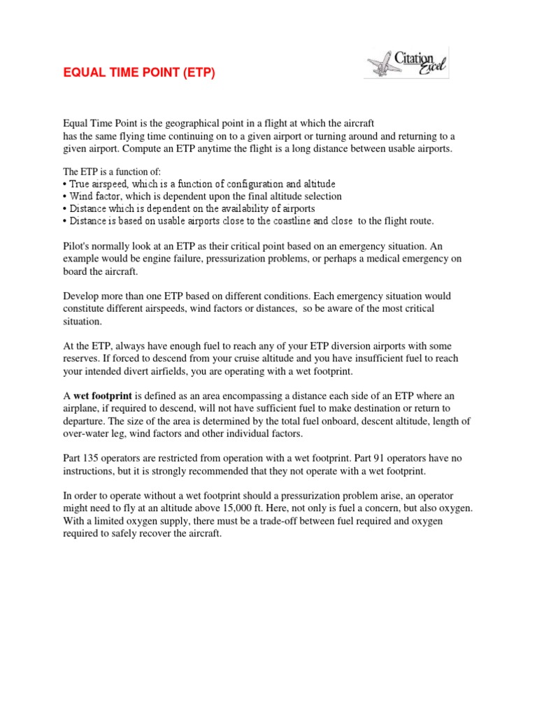 Equal Time Point (ETP) | PDF | Airport | Aircraft