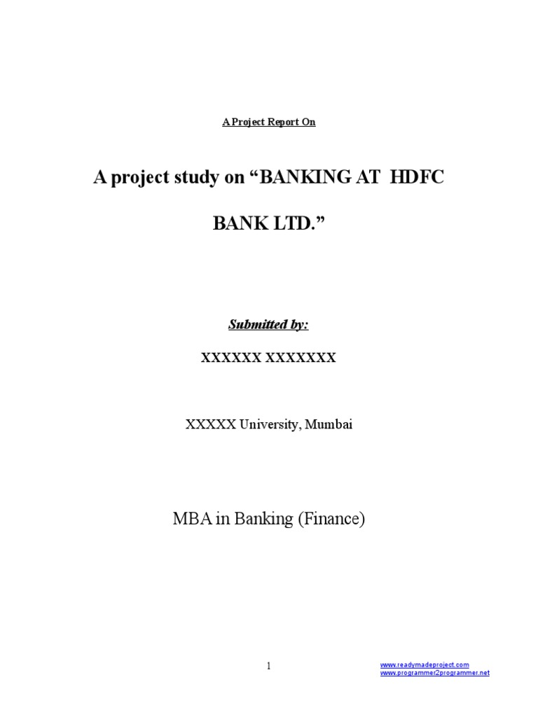 HDFC Bank Project Report Overview | PDF | Deposit Account | Banks