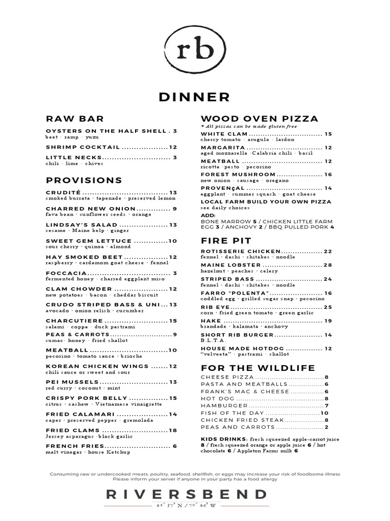 Riversbend Grill Dinner Menu | PDF