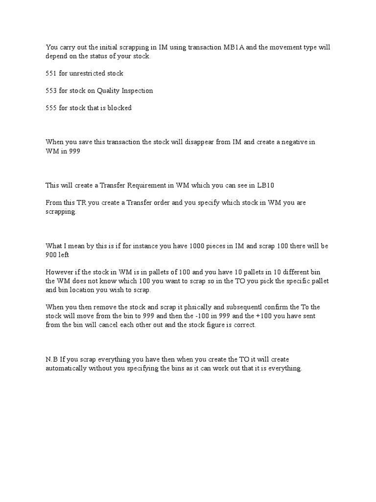 Scrapping Process in WM | PDF