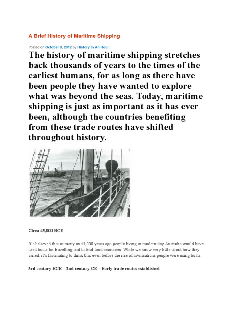 Evolution of Maritime Shipping History | PDF | Age Of Discovery ...