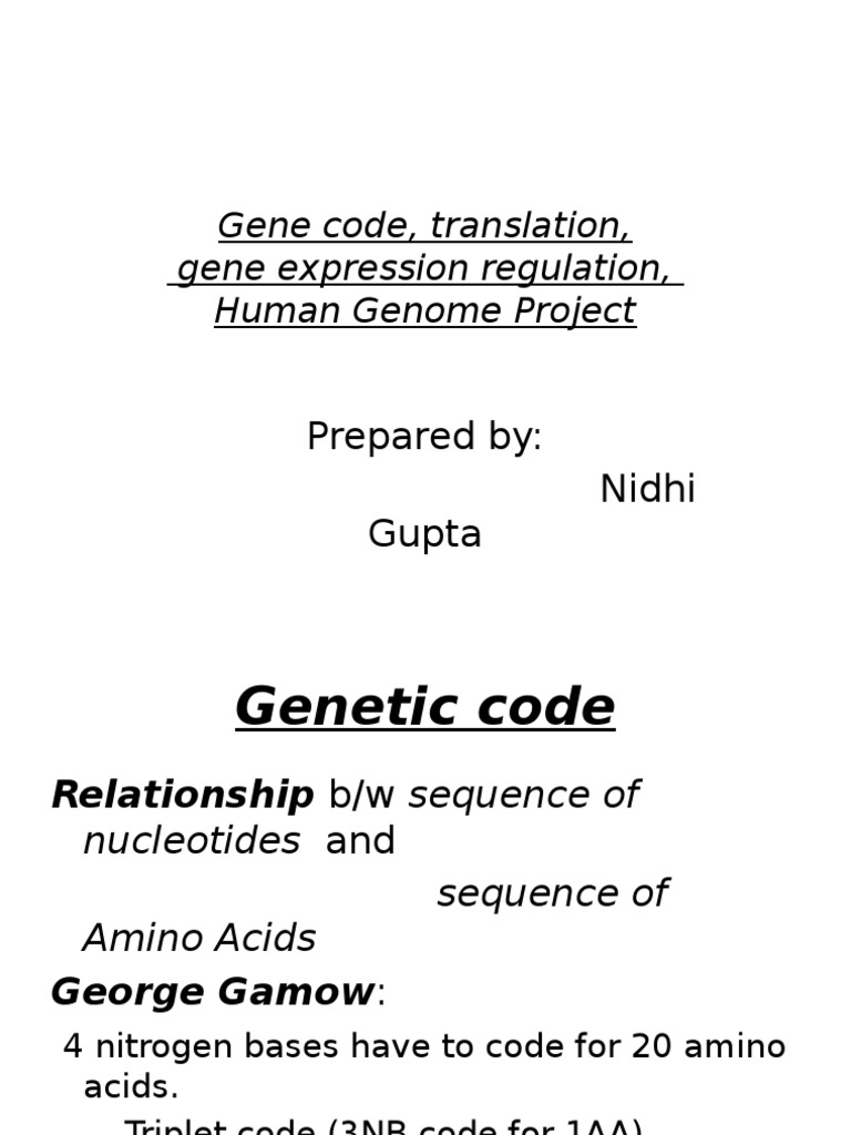 Genetic Code, Translation, gene expression regulation, HGP | Genetic ...