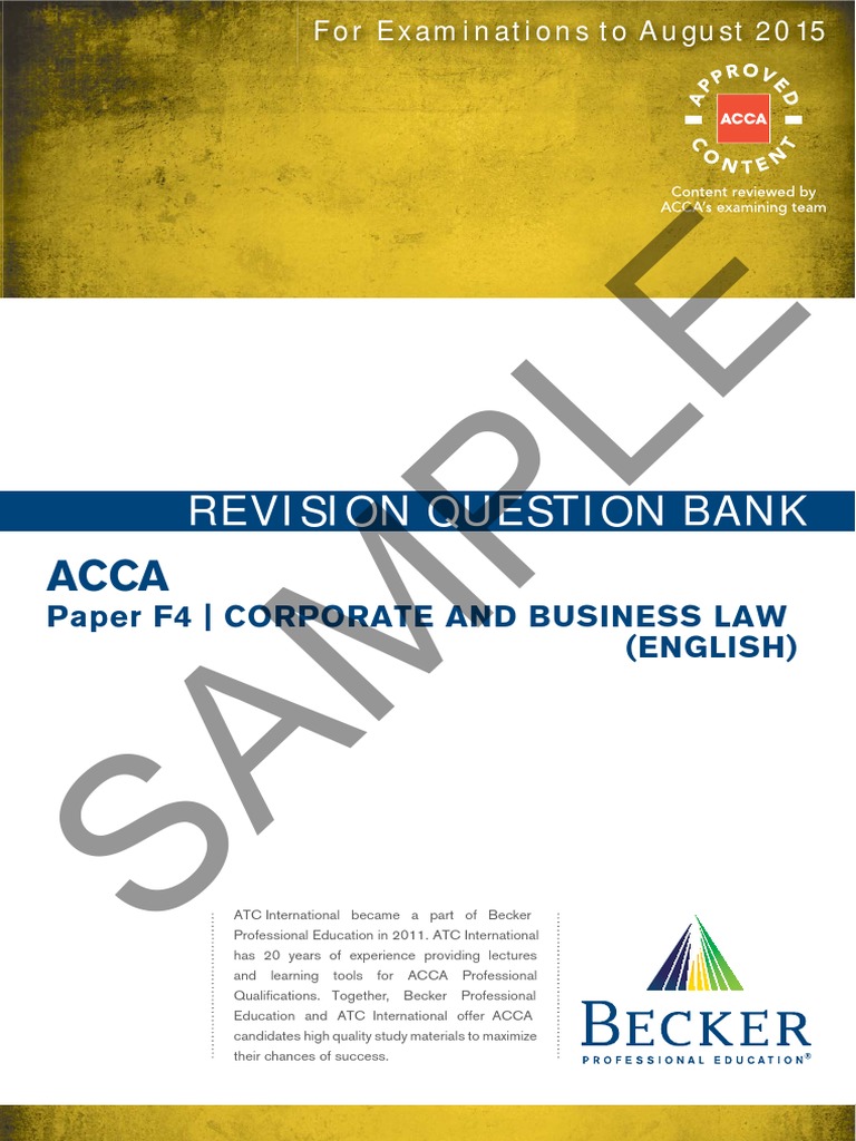 F4CLENG Revision Question Bank - Sample - D14 J15 PDF | PDF | Offer And ...