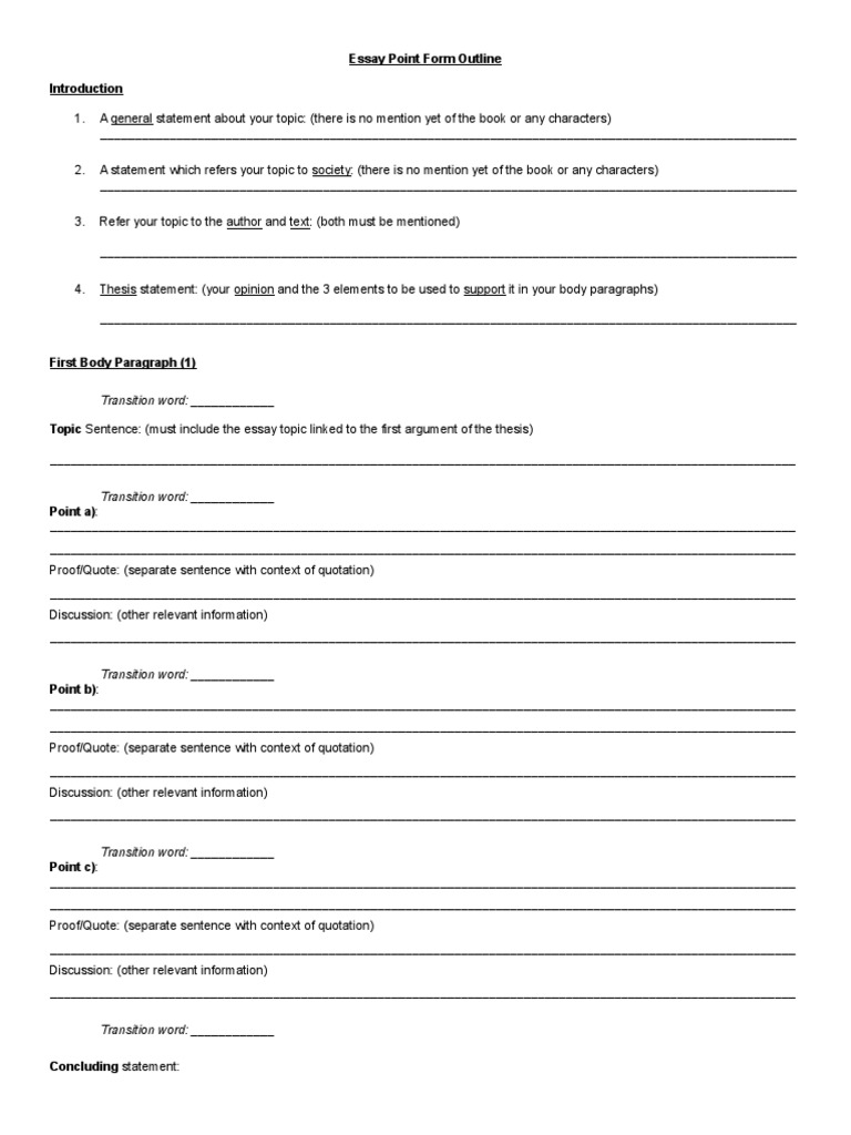 Essay Point Form Outline | PDF | Juliet | Linguistics