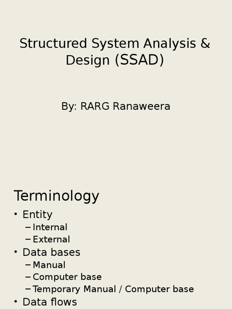 Structured System Analysis & Design: (SSAD) | PDF