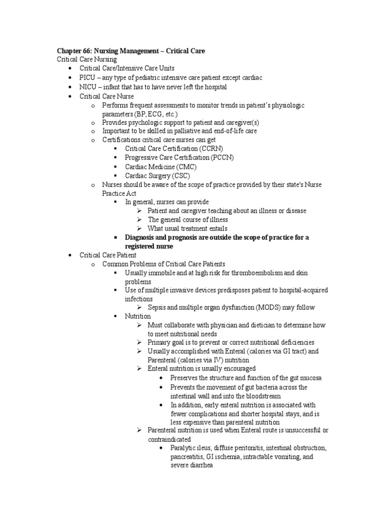 Critical Care Nursing Notes 2 - Med Surg | PDF | Shock (Circulatory ...