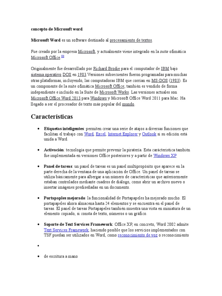 Concepto de Microsoft Word | PDF | Microsoft Word | Microsoft