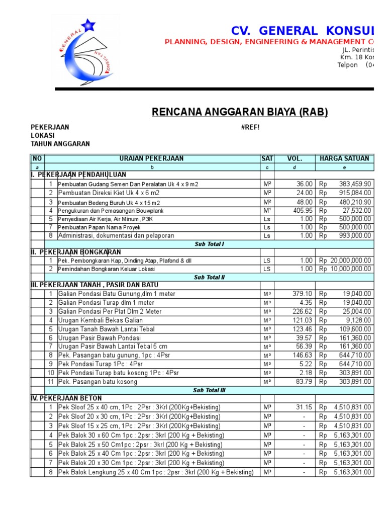 Rab Konstruksi Baja Wf Xls - Homecare24