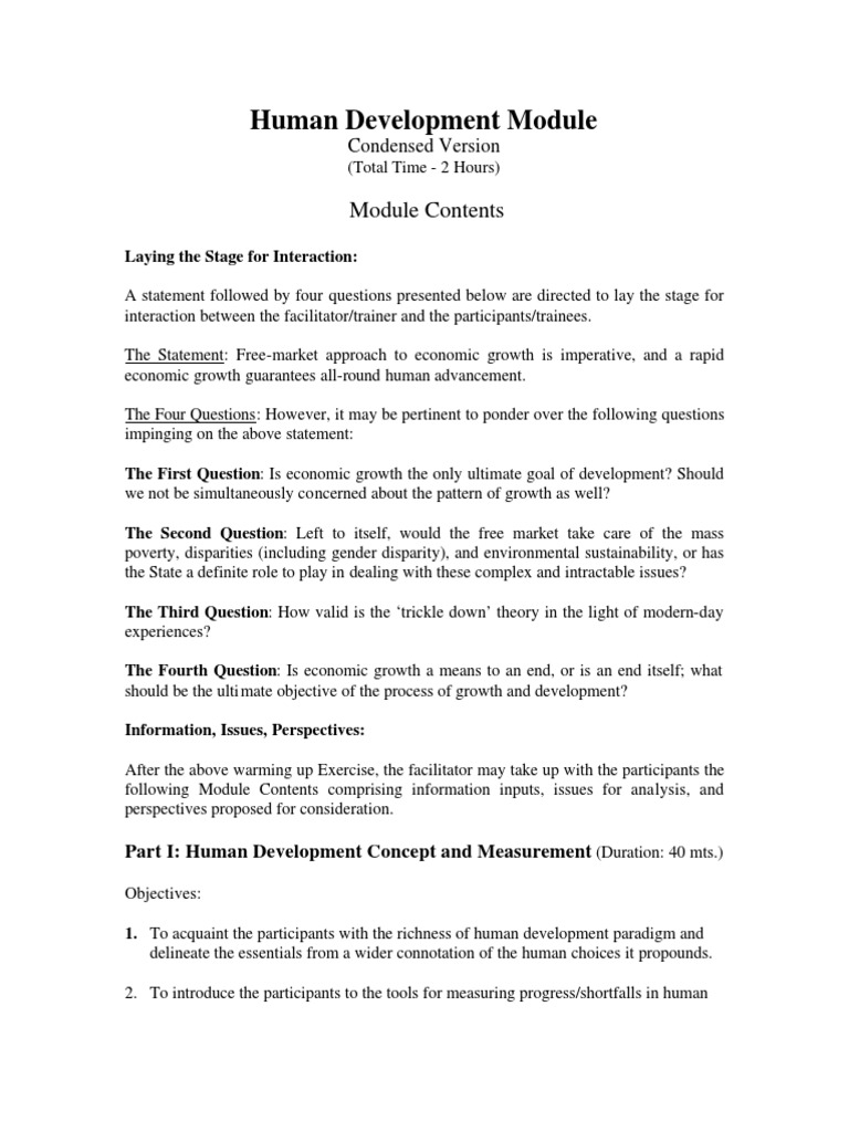 Human Development Module Condensed (Total Time - 2 Hours | PDF | Human ...