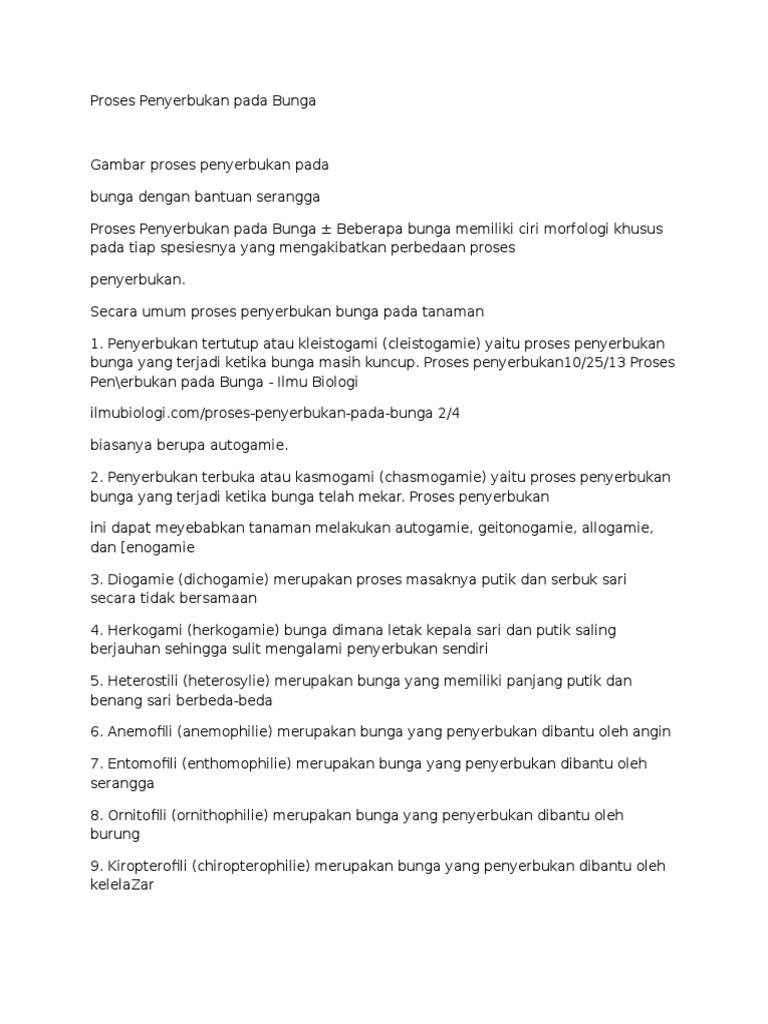 Proses Penyerbukan Pada Bunga | PDF