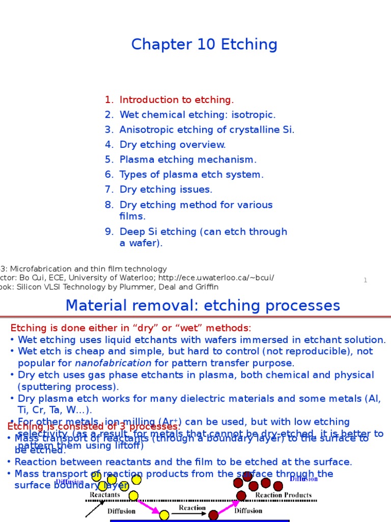 Chapter 10 Etching - I | PDF | Semiconductors | Materials Science