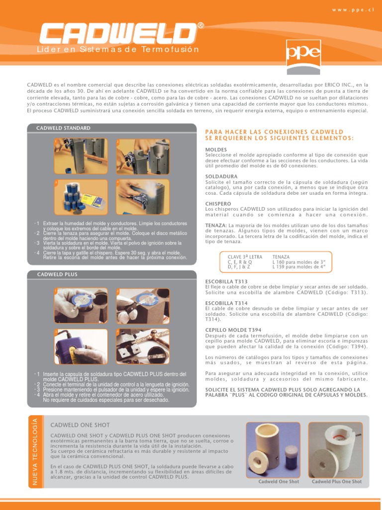 Hoja Técnica - Moldes y Capsulas de Soldadura - Cadweld ERICO | Soldadura | Cobre