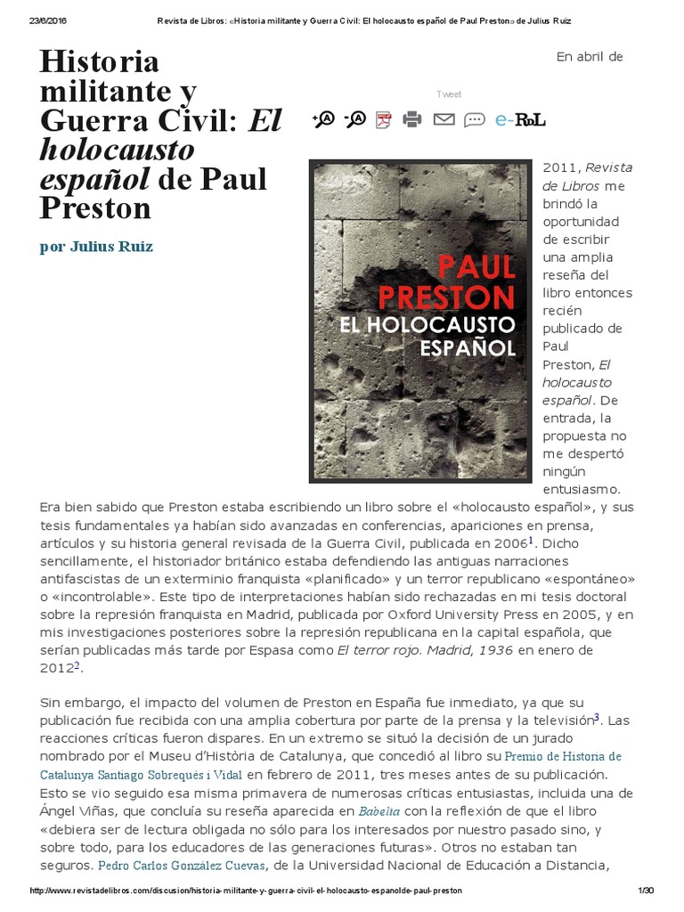 El Holocausto Español Historia Militante y Guerra Civil - El Holocausto ...