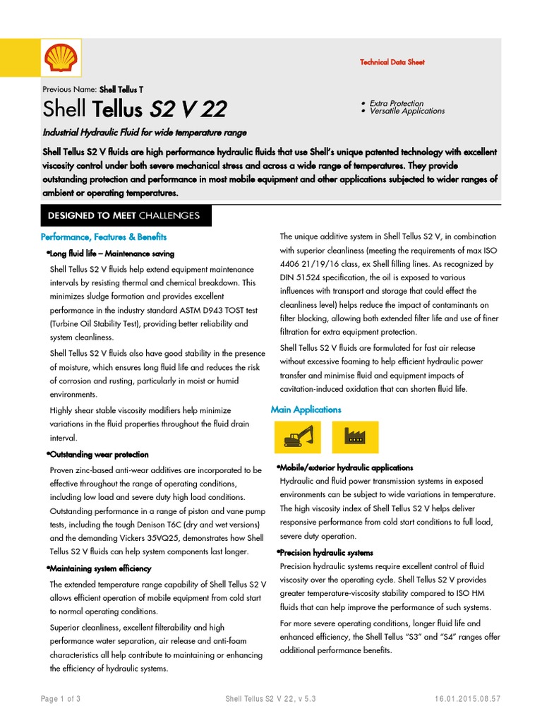 Gpcdoc Gtds Shell Tellus s2 V 22 (En) Tds | PDF | Viscosity | Motor Oil