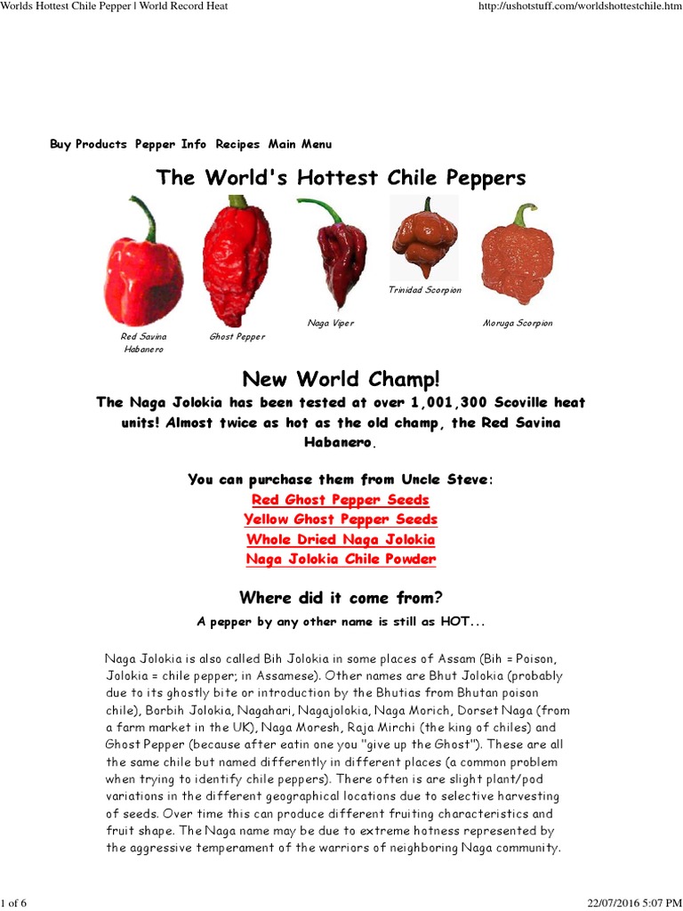 Worlds Hottest Chile Pepper - World Record Heat PDF | PDF ...