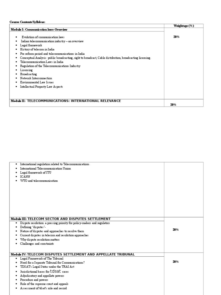 Telecom Law Syllabus | PDF | International Telecommunication Union ...
