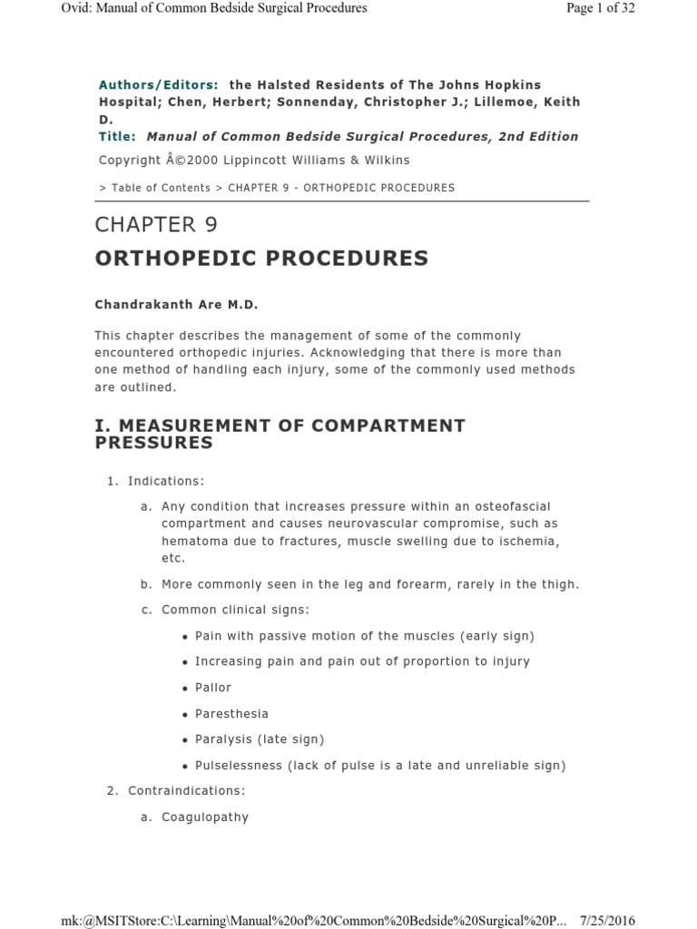 Manual of Common Bedside Surgical Procedures-CHAPTER 9 Orthopedic ...