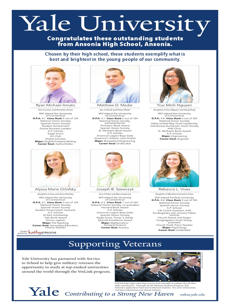 Ansonia High School Senior Spotlight | PDF | Yale University | Schools