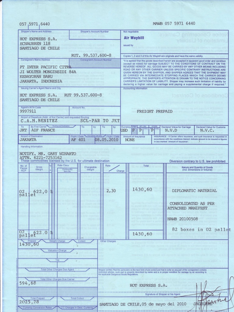 Air Way Bill | PDF | Institutional Investors | Services (Economics)