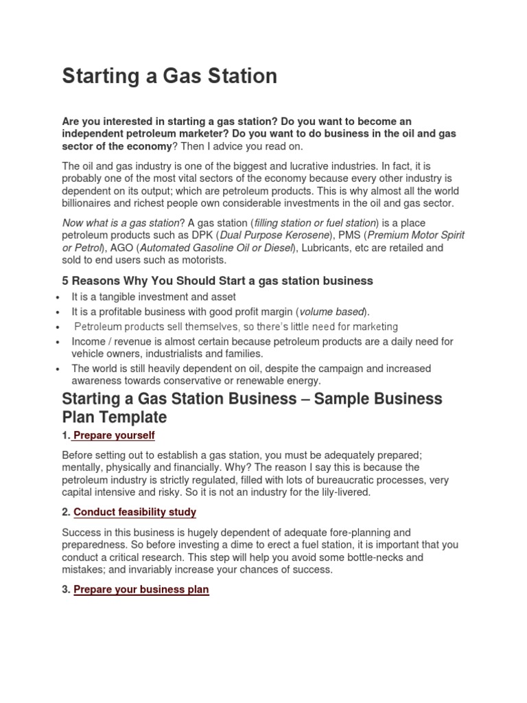How To Start A Gas Company Business | PDF | Filling Station | Business Plan