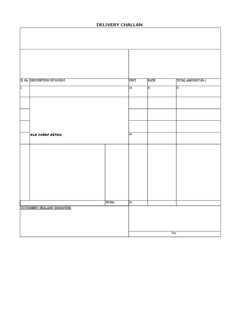 Delivery Challan for Old Scrap Goods | PDF