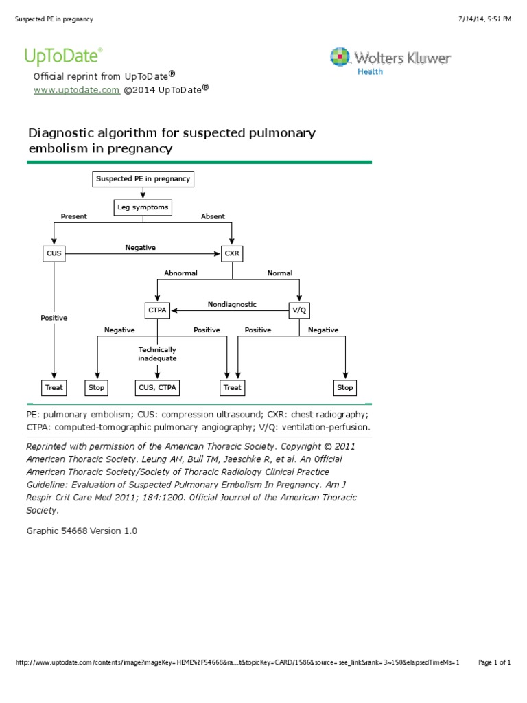 Diagnostic Algorithm For Suspected Pulmonary Embolism in Pregnancy | PDF