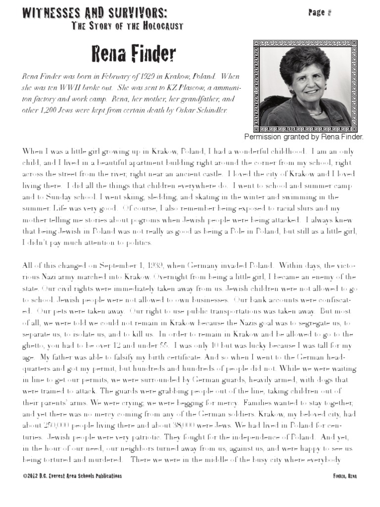 Rena Finder | PDF | The Holocaust | Auschwitz Concentration Camp