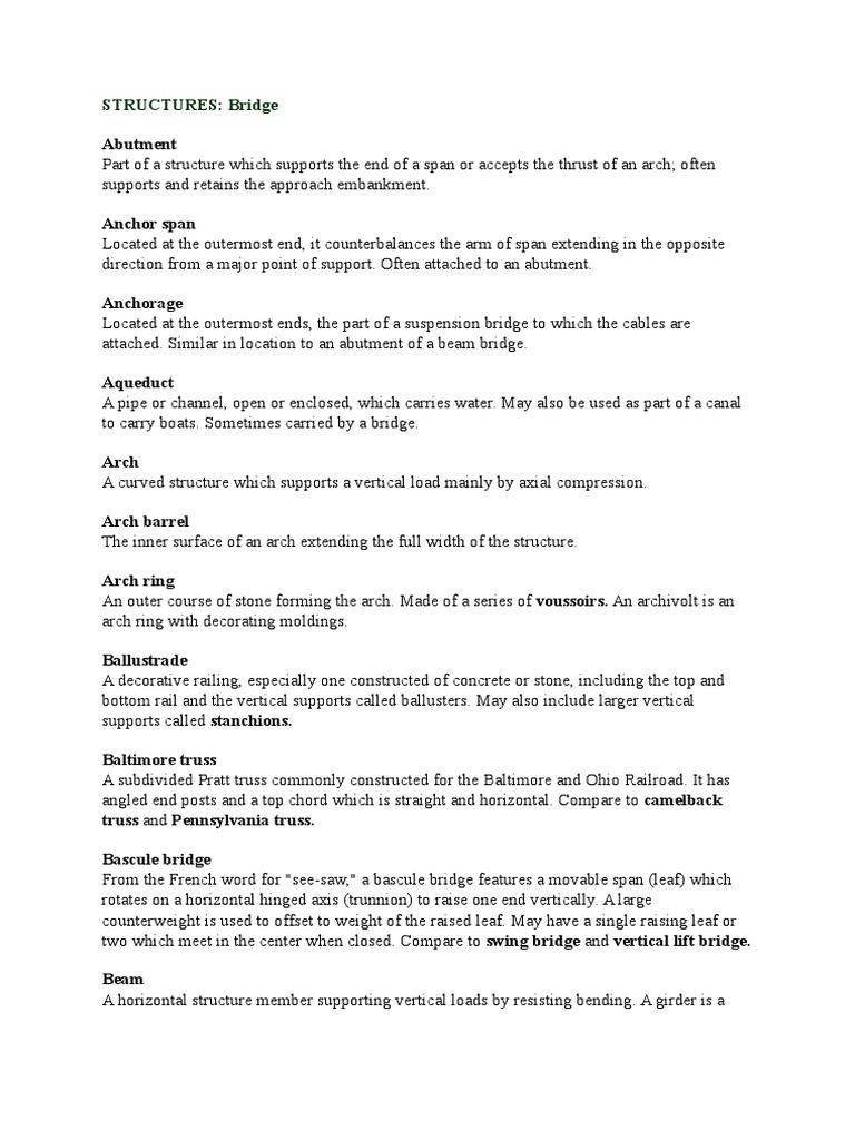 Bridge Terminology | PDF | Truss | Beam (Structure)