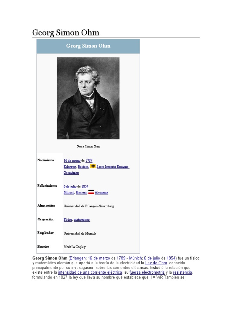 Georg Simon Ohm | PDF | Electromagnetismo | Física