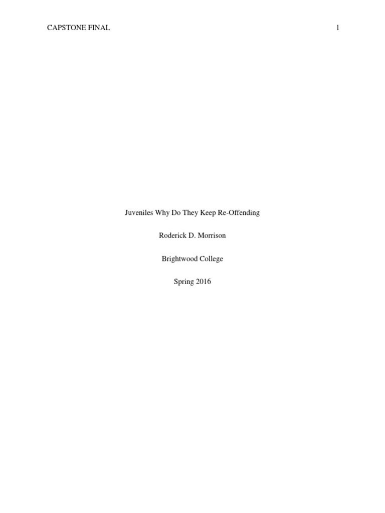 Capstone Final Paper | PDF | Juvenile Delinquency | Prison
