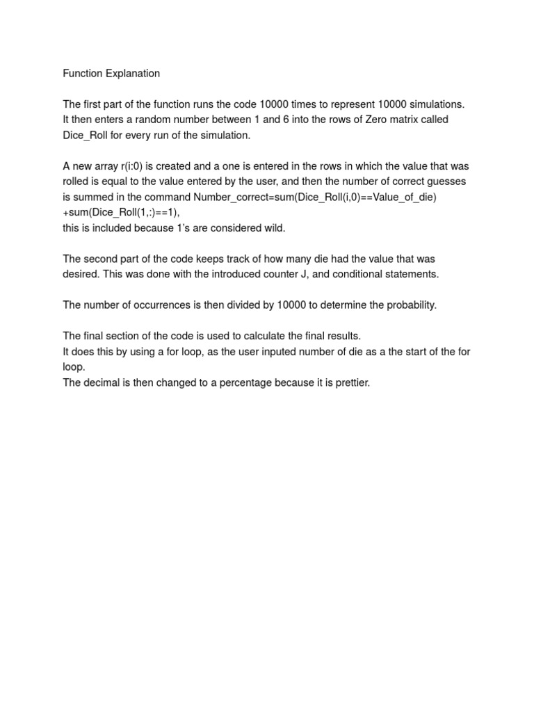 Dice Game For Matlab | PDF | Teaching Methods & Materials