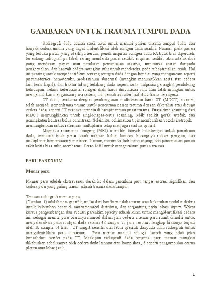 Gambaran Untuk Trauma Tumpul Dada | PDF