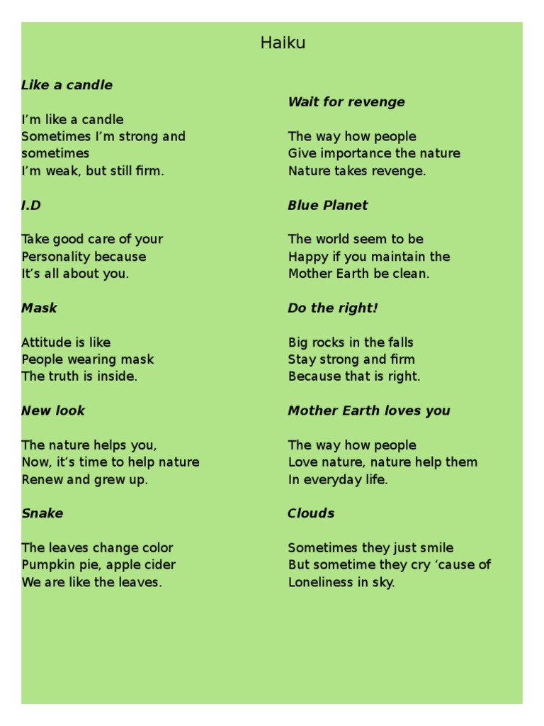 Haiku: Like A Candle Wait For Revenge | PDF