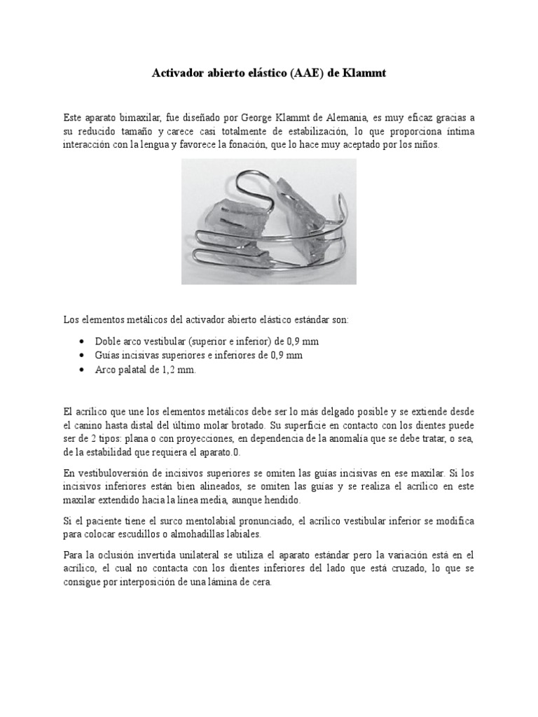 Activador Abierto Elástico Klammt: Guía Completa | PDF | Diente humano ...