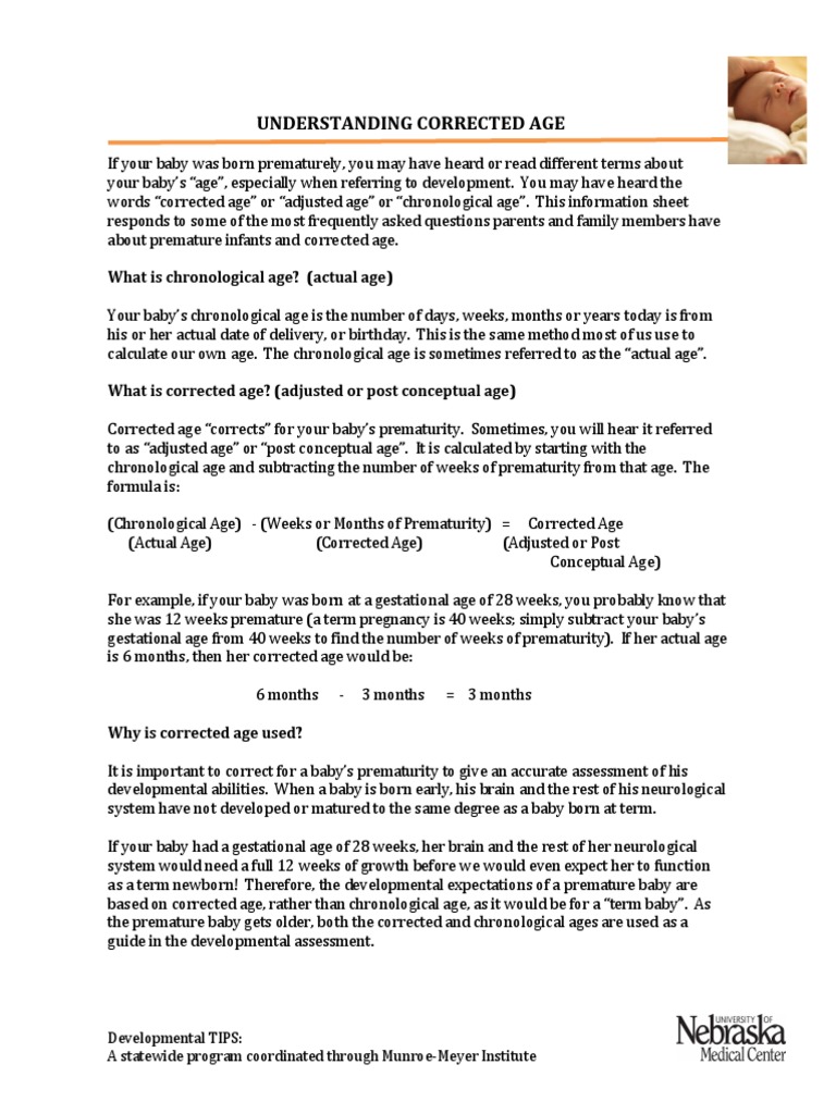 Understanding Corrected Age | PDF | Infants | Preterm Birth