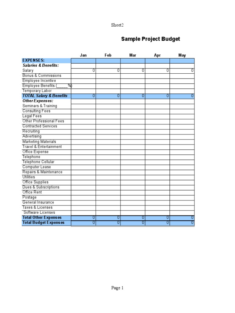 Project Management Budget Template | PDF