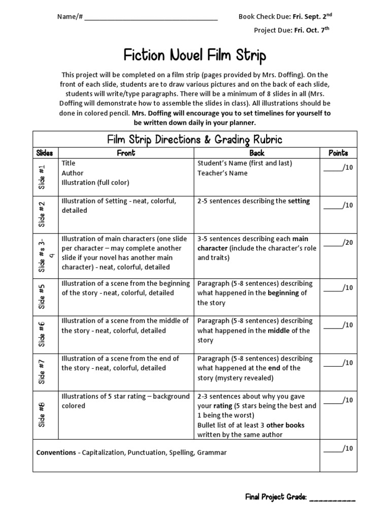 Fiction Film Strip Rubric | PDF