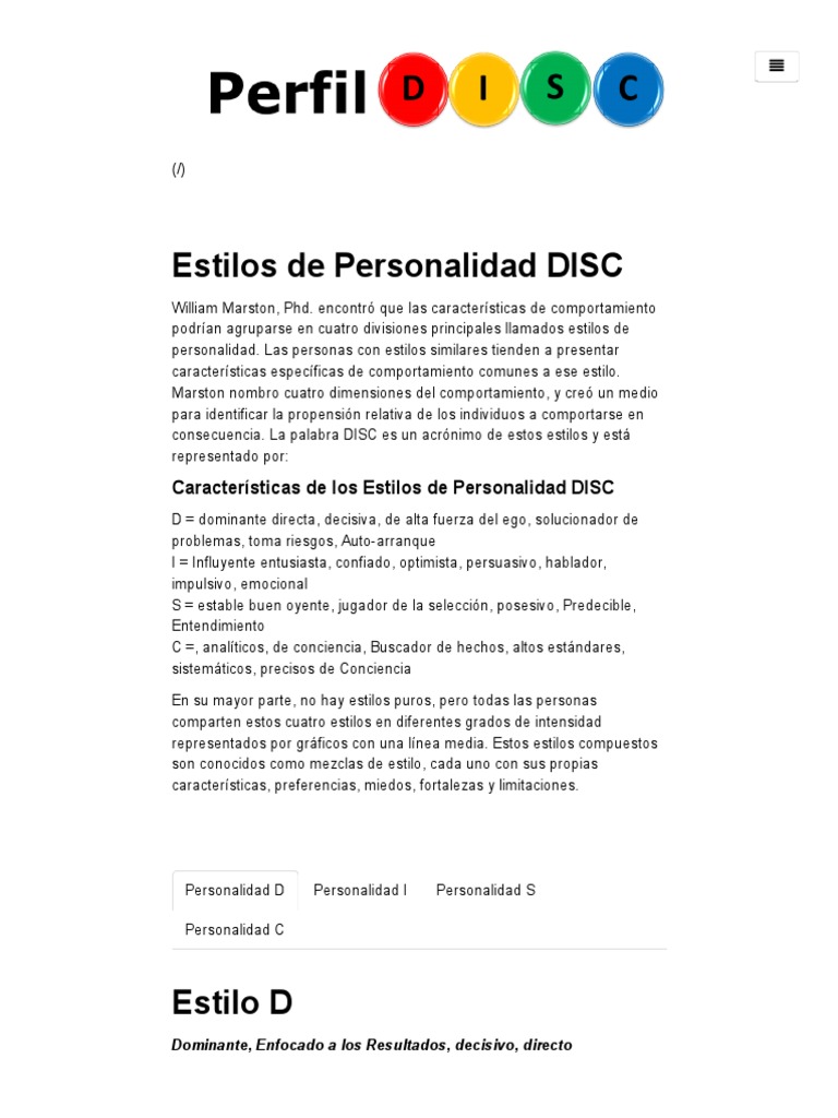 Estilos de Personalidad DISC | PDF | Toma de decisiones | Ciencia cognitiva