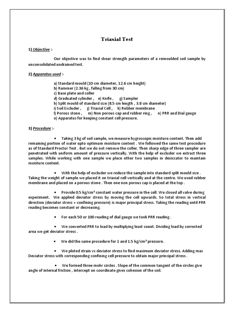 Triaxial Test Report | PDF | Stress (Mechanics) | Classical Mechanics