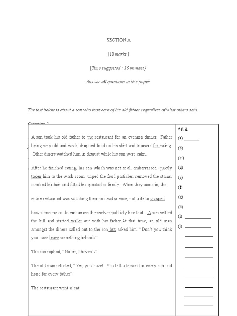 Pat Form 1 Question 1 | PDF | Language Arts & Discipline | Home & Garden