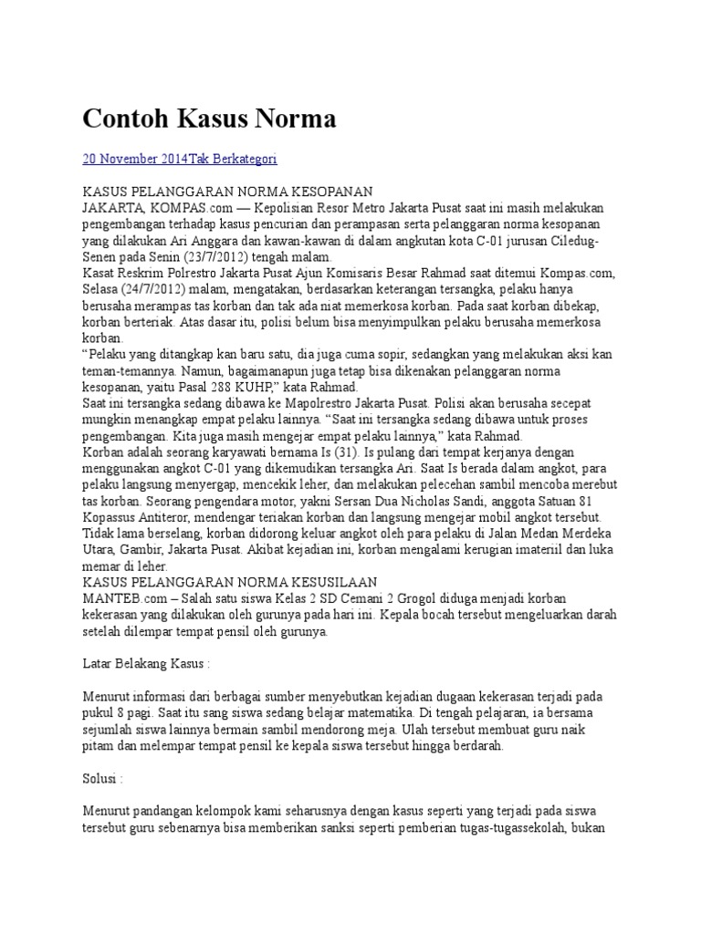 Contoh Kasus Norma | PDF
