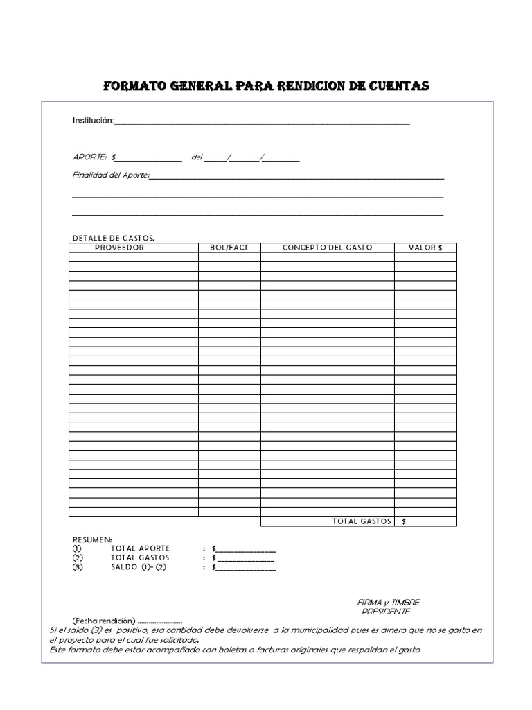 Modelo Rendición de Cuentas | Factura | Impuestos