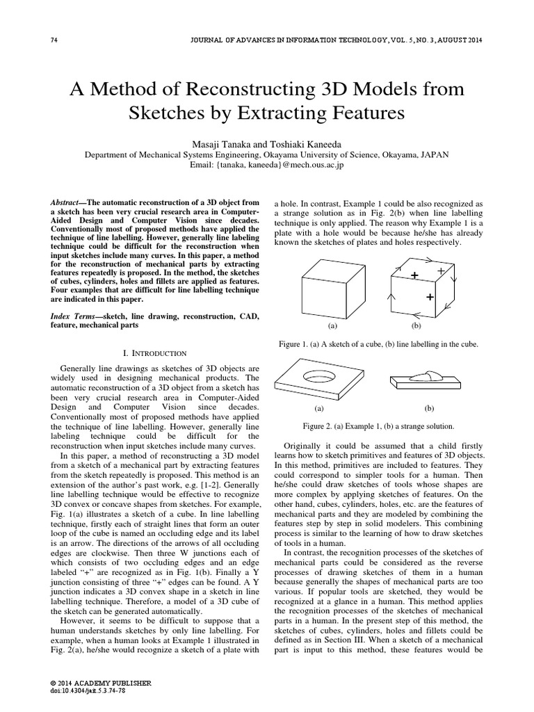 A Method of Reconstructing 3D Models From Sketches by Extracting ...