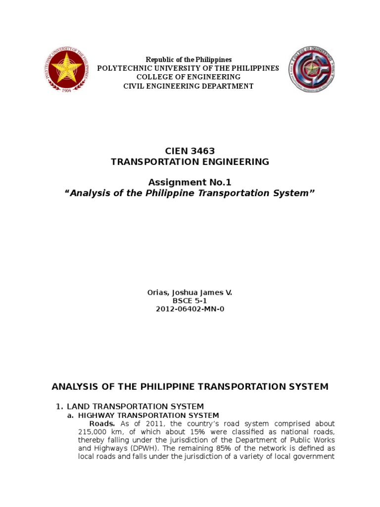 Philippine Transportation System Analysis | PDF | Coast | Logistics