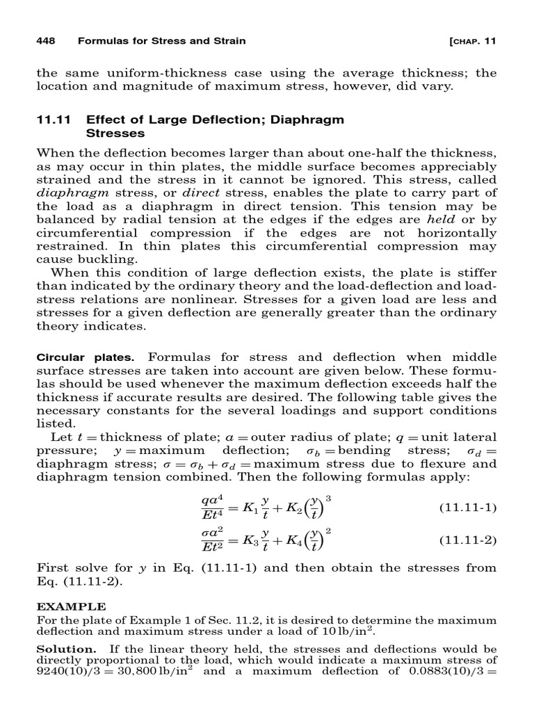 Pages From Roark's Formulas for Stress & Strain(for Deflection ...