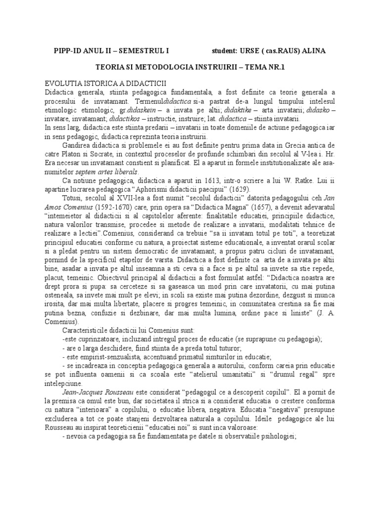 Tema 1 Instruire | PDF