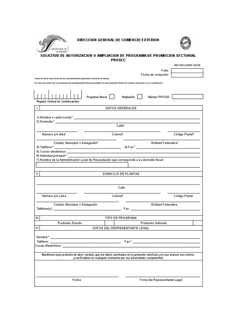 Formatos PROSEC | PDF