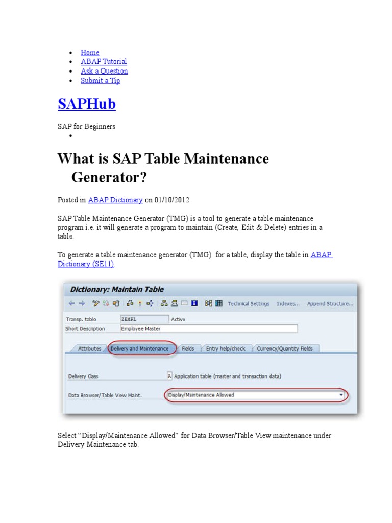 SAP Table Maintenance Generator Guide | PDF | Business | Computers